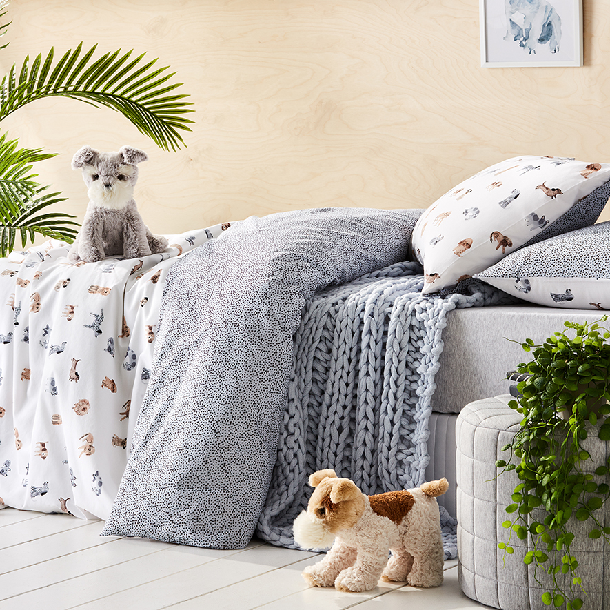 Adairs Kids - Woof Woof Quilt Cover Set White | Adairs