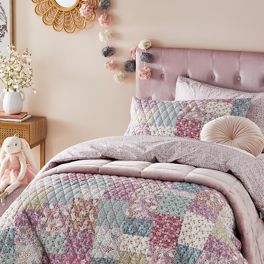 Adairs Kids - Daisy Patchwork Ditsy Floral Quilted Quilt Cover Set | Adairs