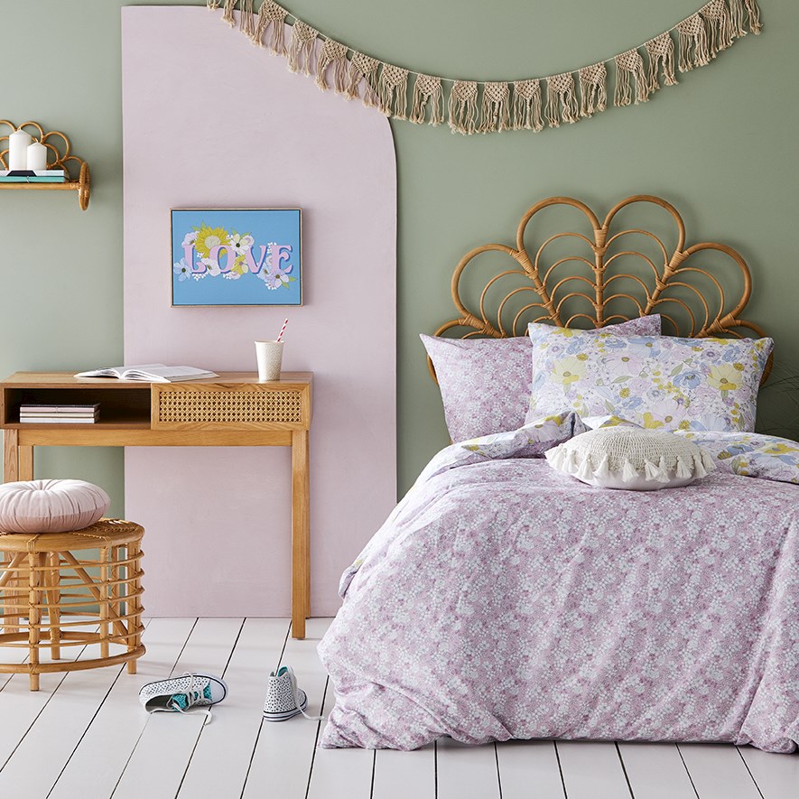 Adairs Kids - Florette Lavender Bamboo Cotton Quilt Cover Set | Adairs
