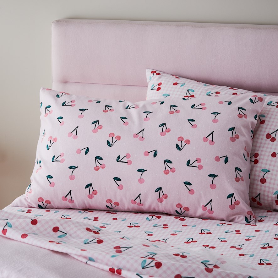 Adairs Kids - Sweet Cherry Pink Flannelette Quilt Cover Set | Adairs