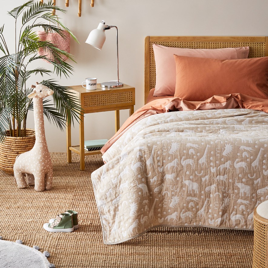 Adairs Kids - Natural Animal Coverlet | Adairs