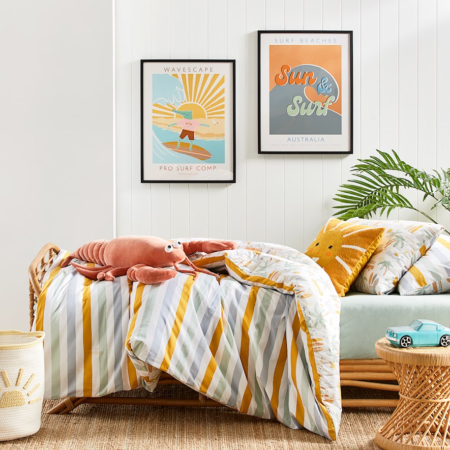 Adairs Kids - Surf Break White Quilted Quilt Cover Set | Adairs