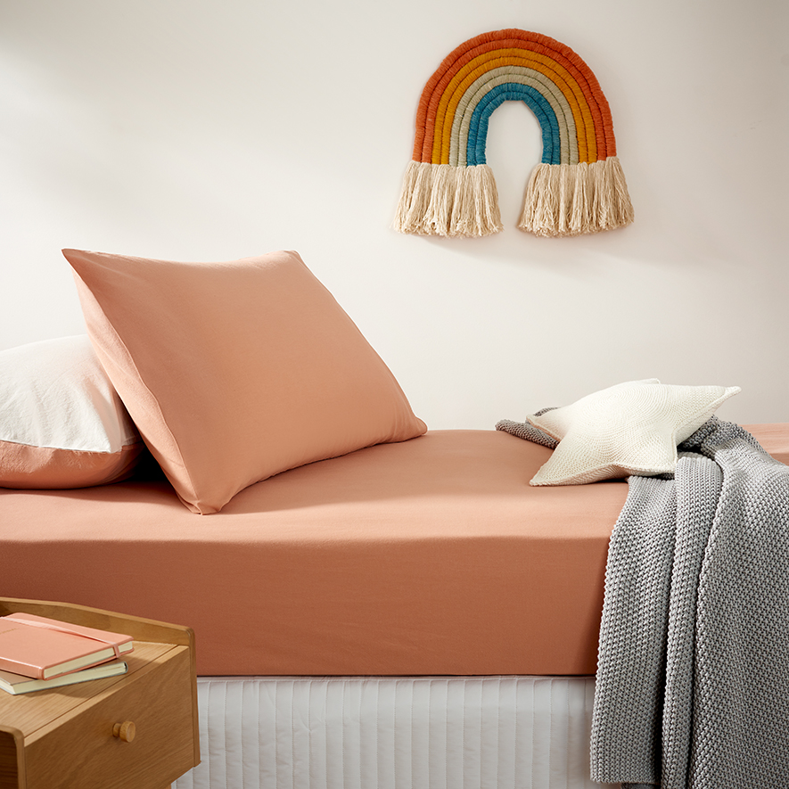 Adairs Kids - Stonewashed Cotton Nutmeg Fitted Sheet Set | Adairs