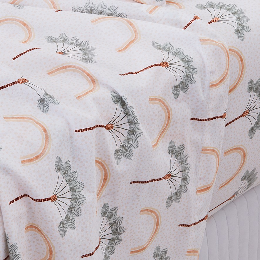 Adairs Kids - Karina Jambrak Printed Pastel Fan Palm Sheet Set | Adairs