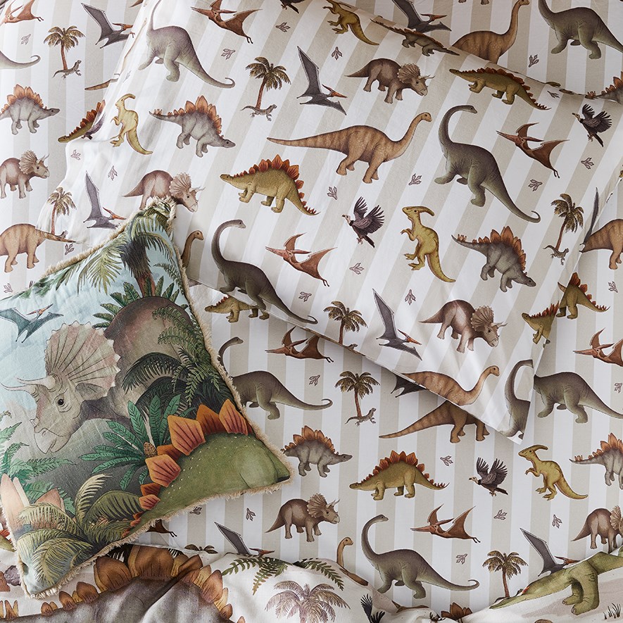 Adairs Kids - Fleur Harris Prehistorica Natural & White Stripe Cot ...