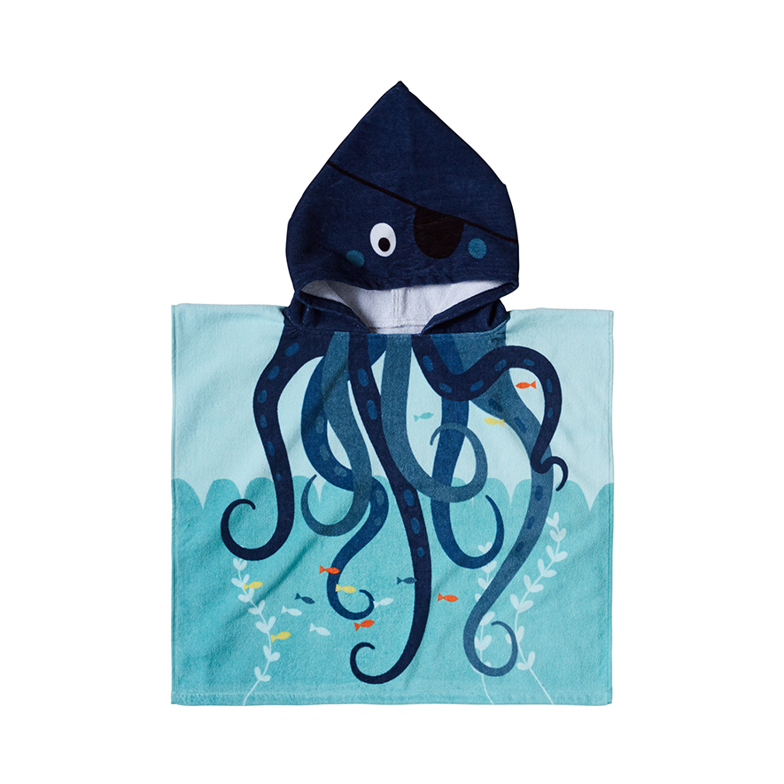 Adairs Kids - Hooded Beach Towel Arty Octopus | Adairs