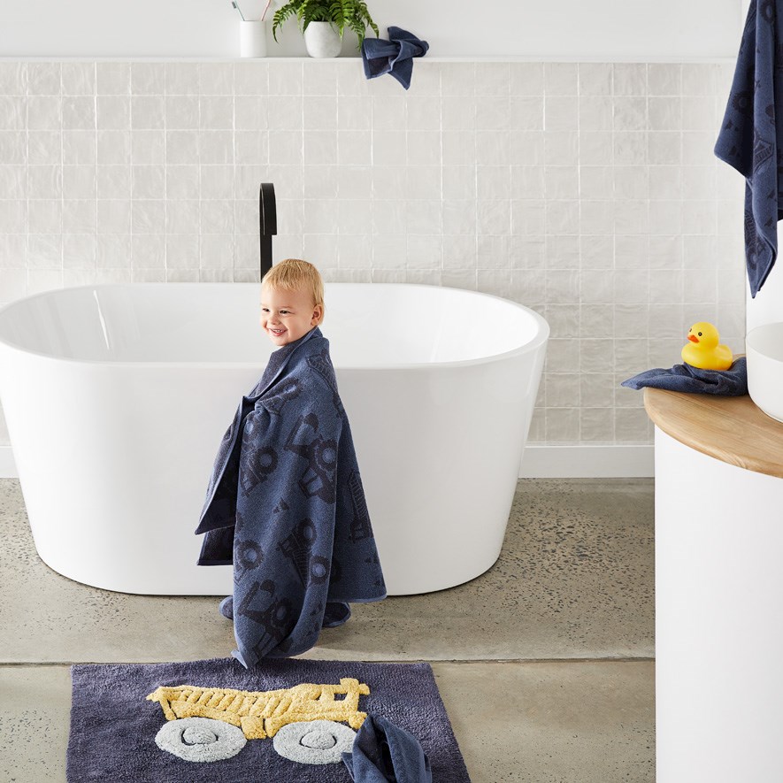 Adairs Kids - Construction Zone Navy Face Washers Pack of 2 | Adairs