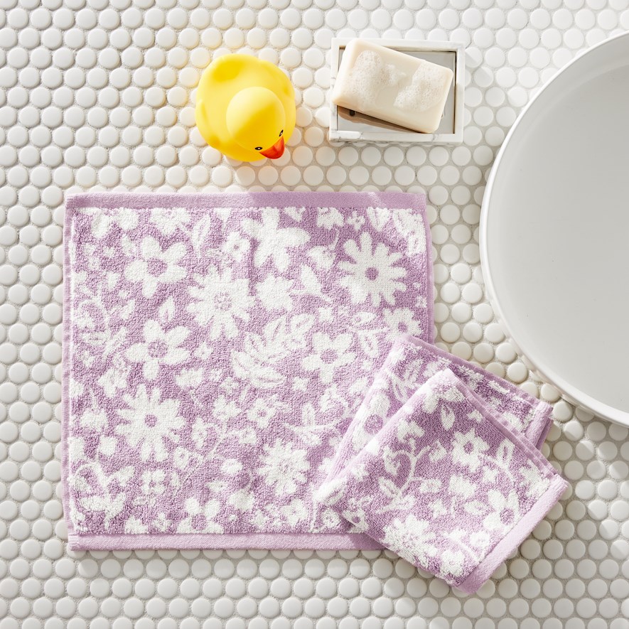 Adairs Kids - Harmony Floral Lilac Face Washers 2 Pack | Adairs