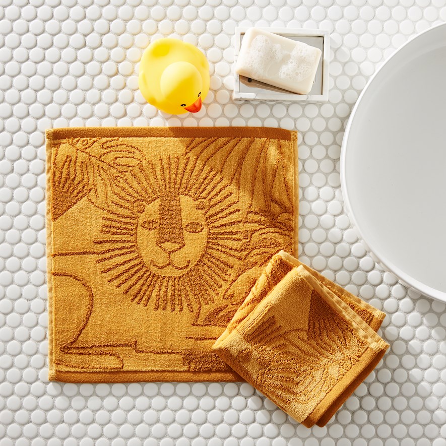 Adairs Kids - Jungle Friends Mustard Face Washers 2 Pack | Adairs