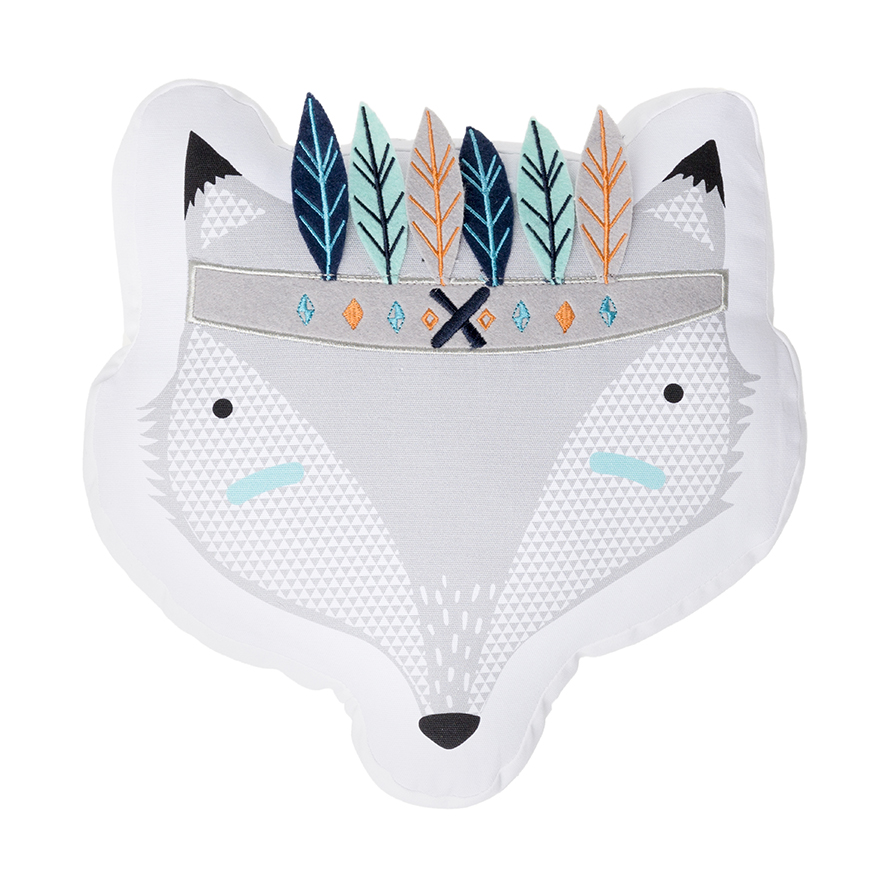 Adairs Kids - Designer Grey Wolf Cub Cushion | Adairs