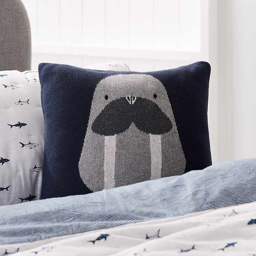 Rebecca Judd Loves Adairs Kids - Walrus Cushion Navy | Adairs