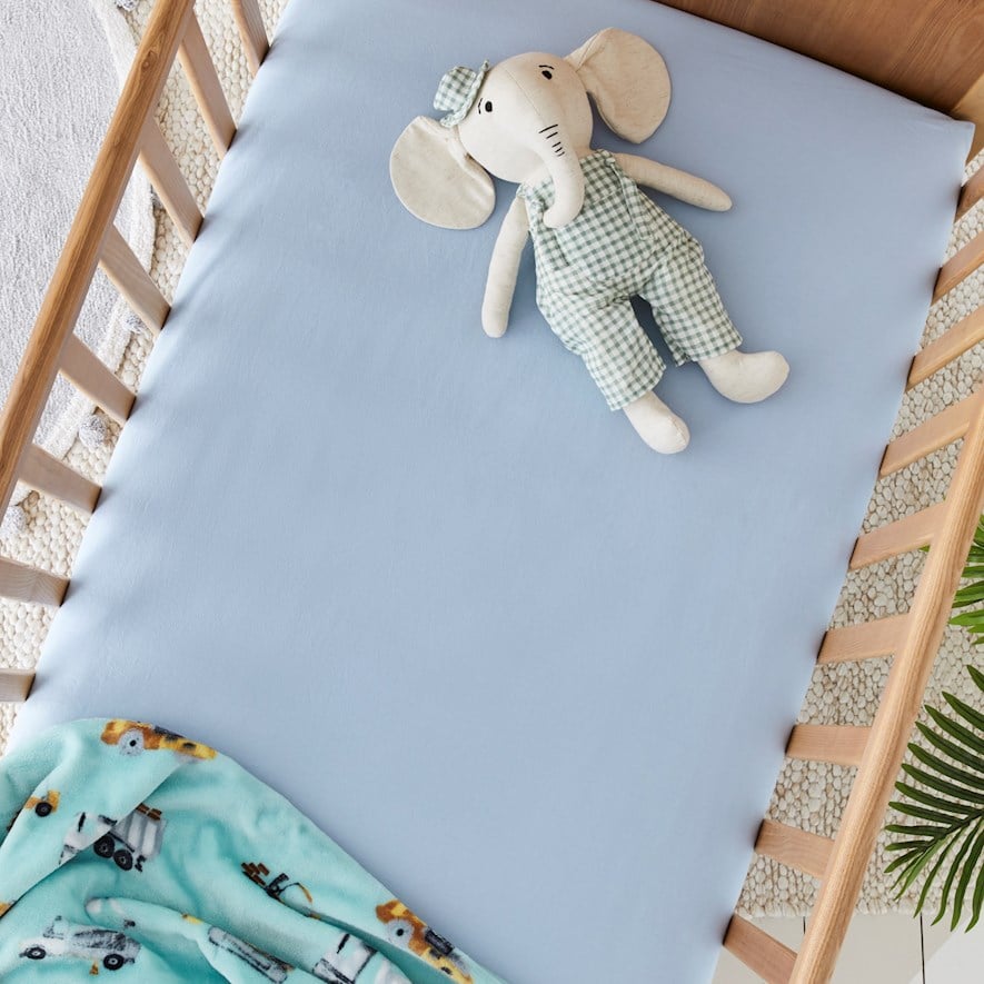 Adairs Baby - Stonewashed Cotton Cornflower Blue Baby Fitted Sheet 2 ...
