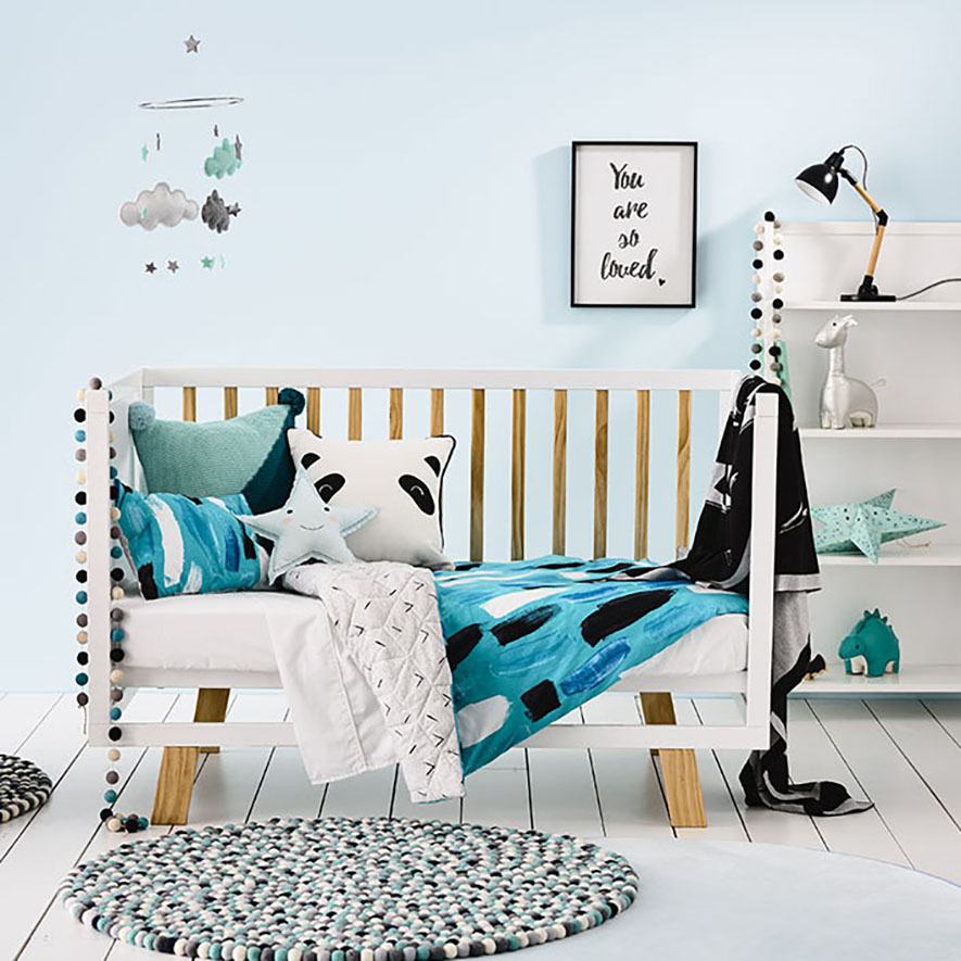 Adairs Kids - Archie Jersey Quilted Cot Quilt Cover Set | Adairs