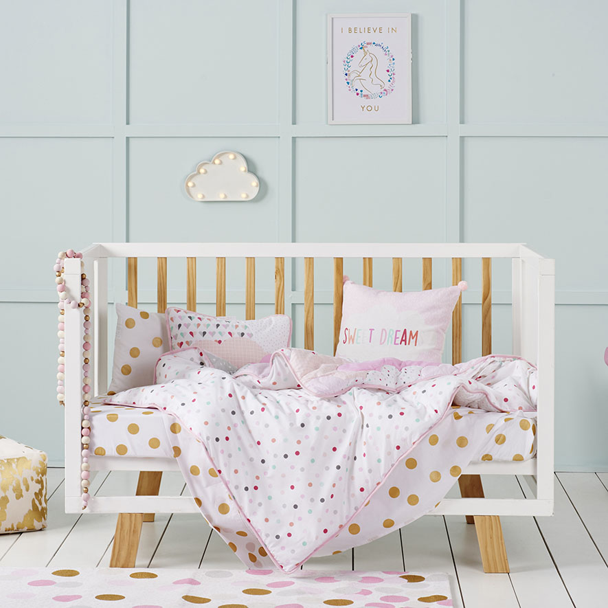 Adairs Kids - Cloud Quilted Cot Quilt Cover Set Pink | Adairs
