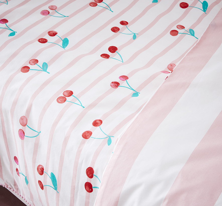 Adairs Kids - Cherry Baby Cot Pink Quilt Cover Set | Adairs