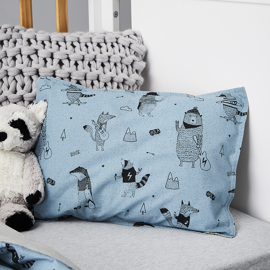 Adairs Kids - Stonewash Badger Cot Quilt Cover Set Blue | Adairs