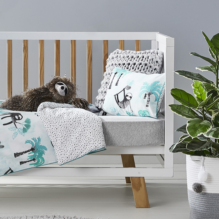 Adairs Kids - Sleepy Sloth Cot Mint Quilt Cover Set | Adairs