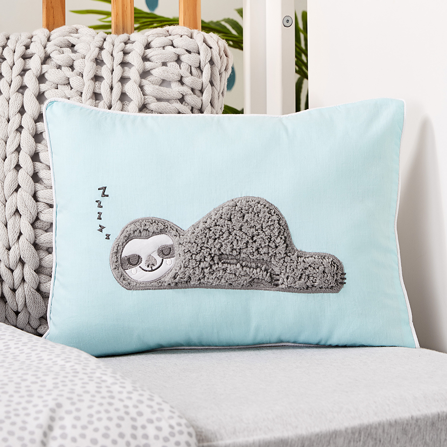 Adairs Kids - Sherpa Sloth Applique Cot Quilt Cover Set Blue | Adairs