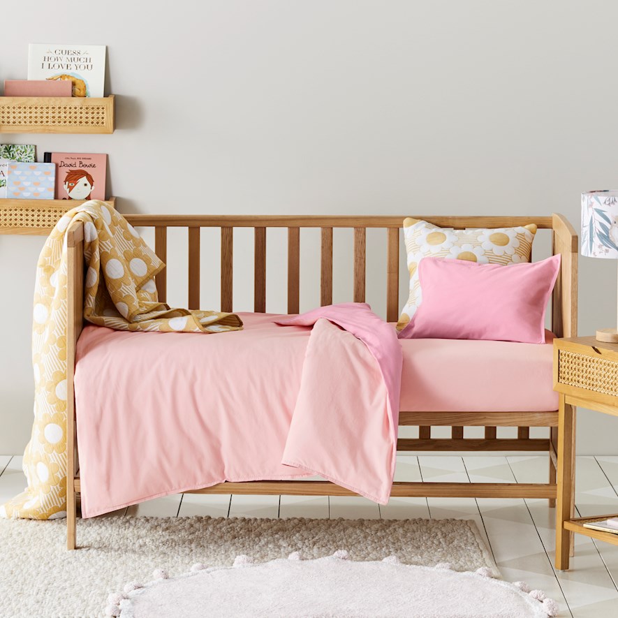 Adairs Kids - Stonewashed Cotton Bubblegum Cot Quilt Cover Set | Adairs