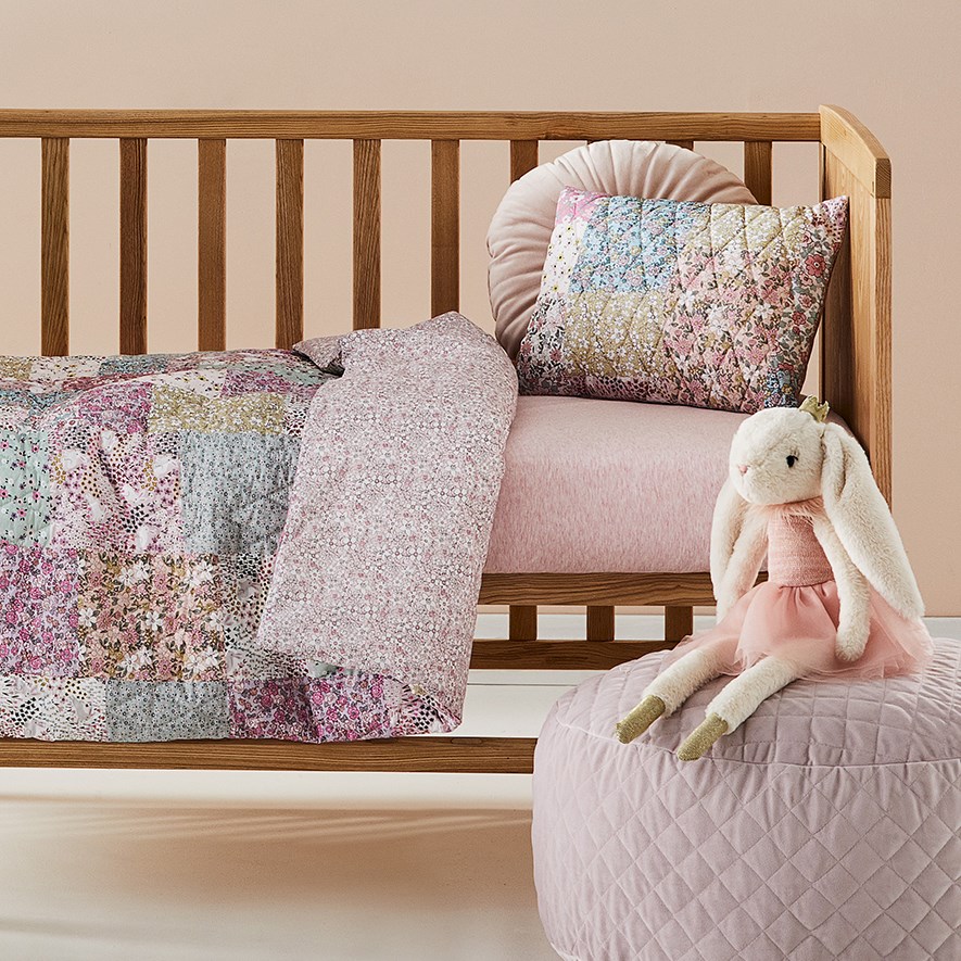 Adairs Kids - Daisy Patchwork Ditsy Floral Quilted Cot Quilt Cover Set ...