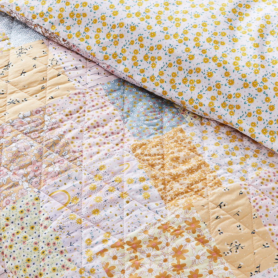 Adairs Kids - Posy Patchwork Quilted Sunshine Floral Cot Quilt Cover ...