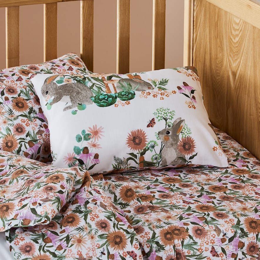 Adairs Kids - Bunny Garden White Cot Quilt Cover Set | Adairs