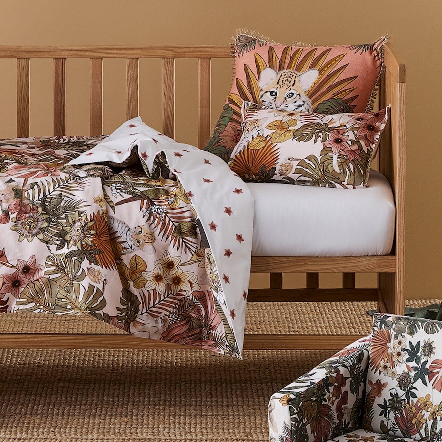 Adairs Kids - Dreamy Jungle Blush Cot Quilt Cover Set | Adairs