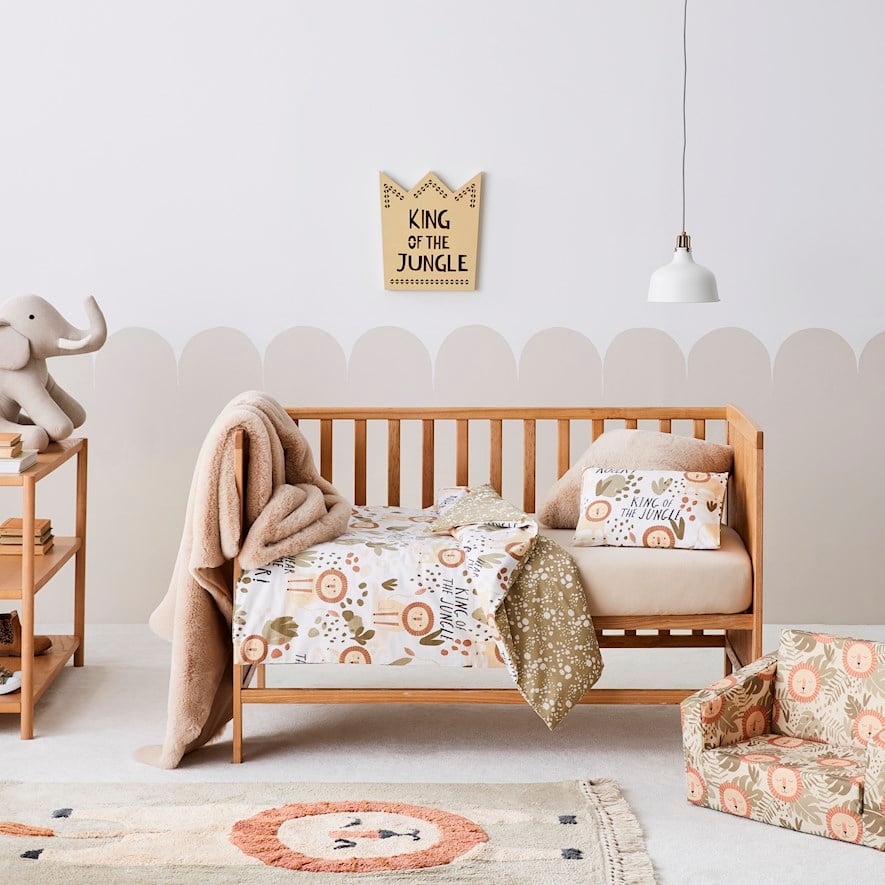 Adairs Kids - King of The Jungle Sage Cot Quilt Cover Set | Adairs