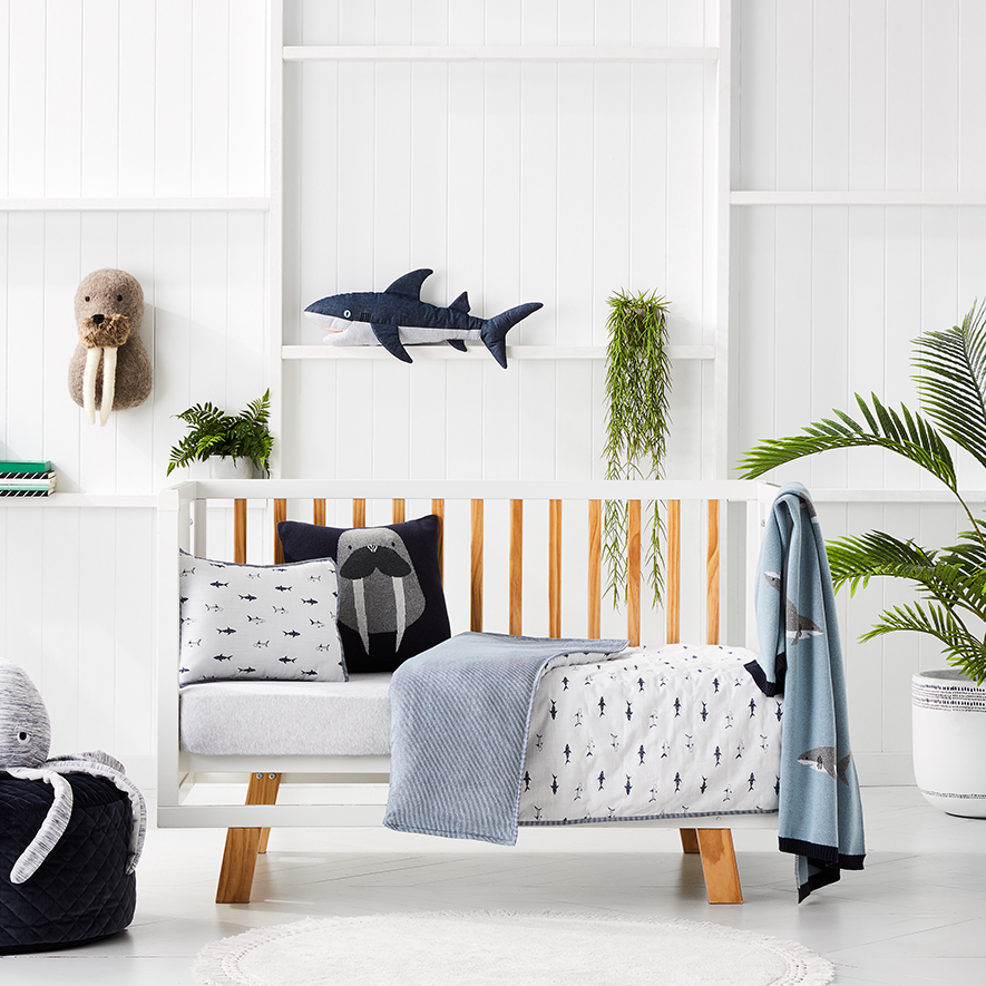 Rebecca Judd Loves Adairs Kids - Shark Quilted Cot Quilt Cover Set Grey ...
