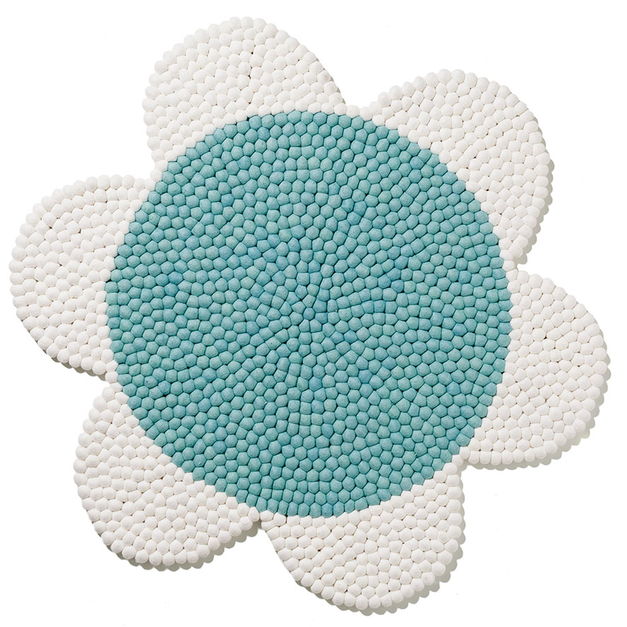 Adairs Kids - Mint Daisy Round Freckle Rug | Adairs