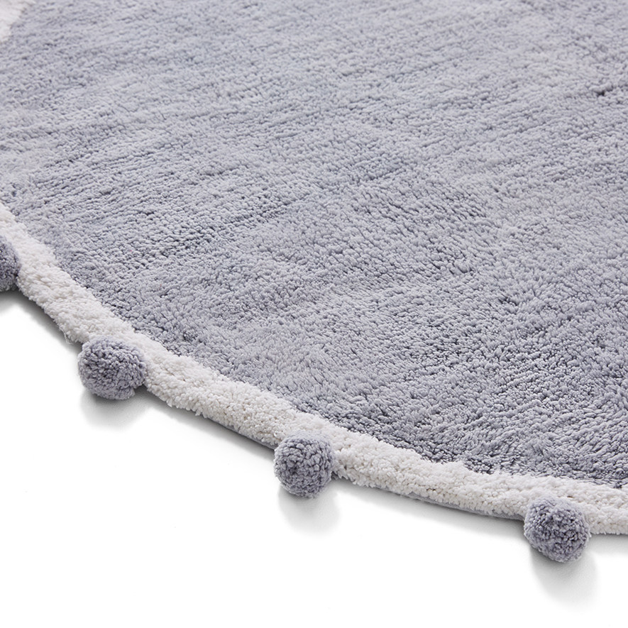 Adairs Baby - Pom Pom Grey Round Rug | Adairs