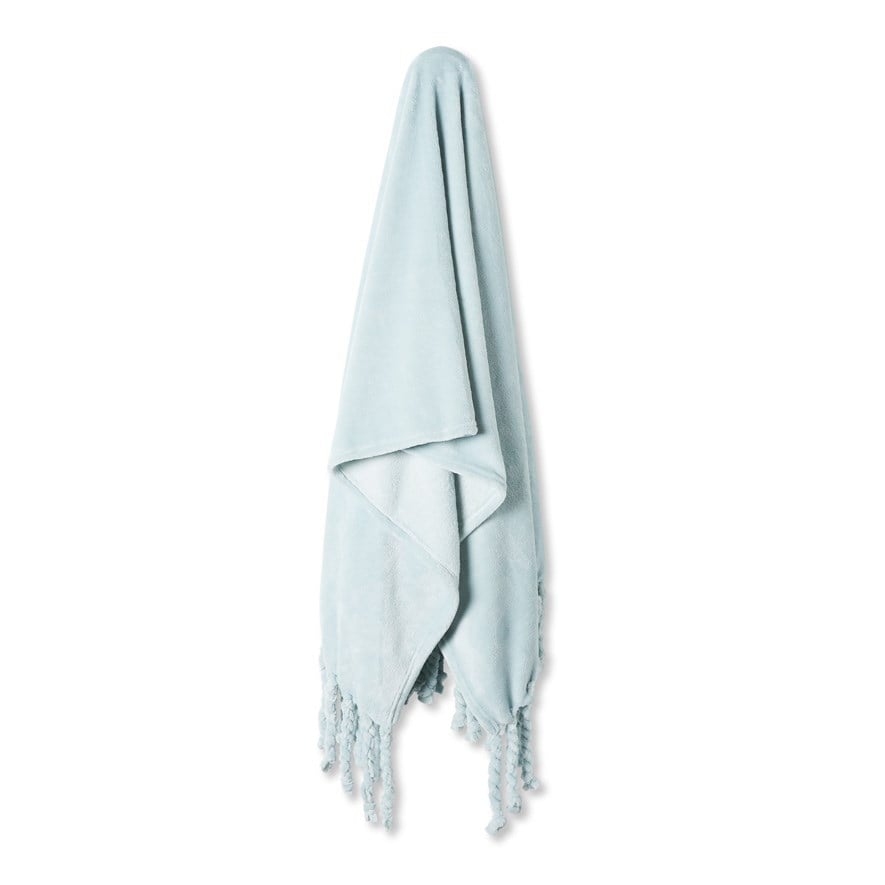 Adairs Kids - Bailey Soft Sage Tassel Throw | Adairs