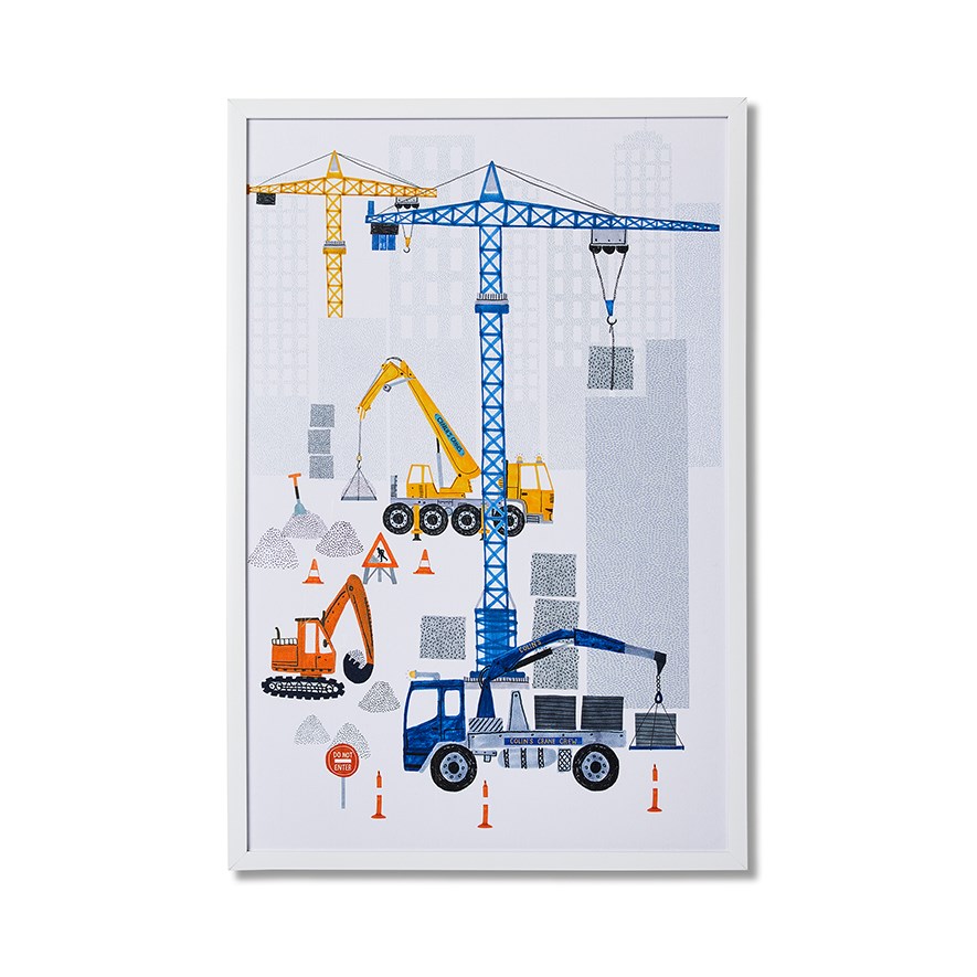 Adairs Kids - Construction Zone Framed Wall Art | Adairs