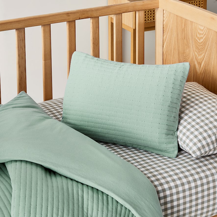 Adairs Kids - Baxter Quilted Jersey Ivy Green Cot Quilt Cover Set | Adairs