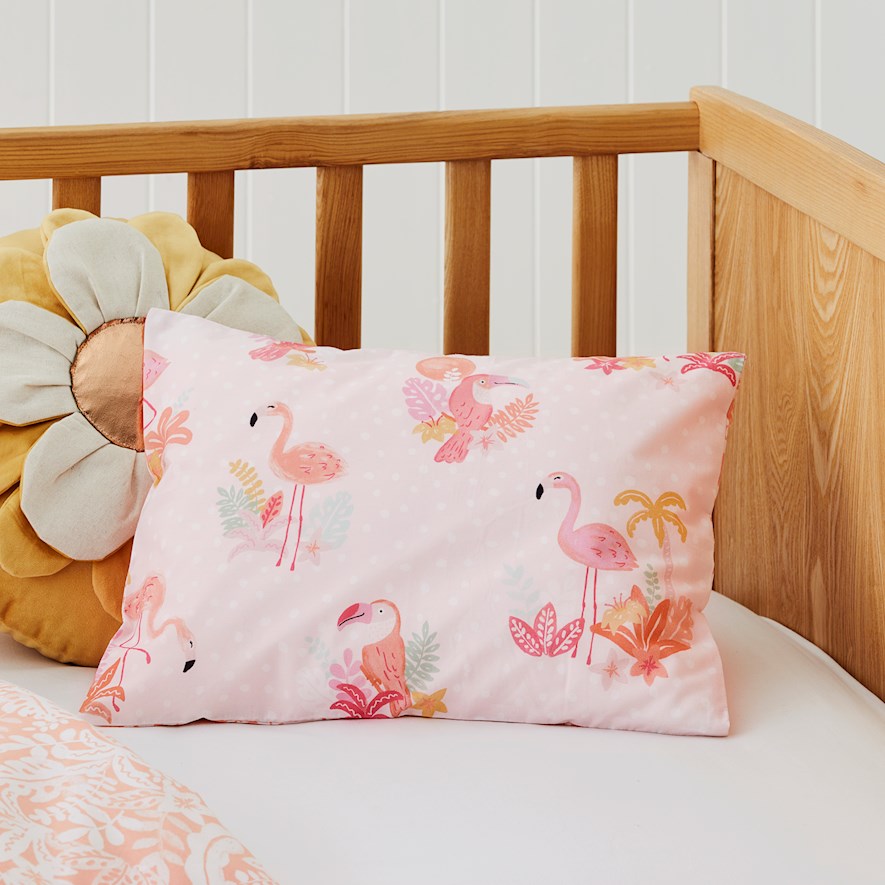 Adairs Kids - Tropical Adventure Lotus Pink Cot Quilt Cover Set | Adairs