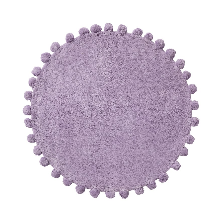 Livia Lilac Pom-Pom Circle Bath Mat | Adairs