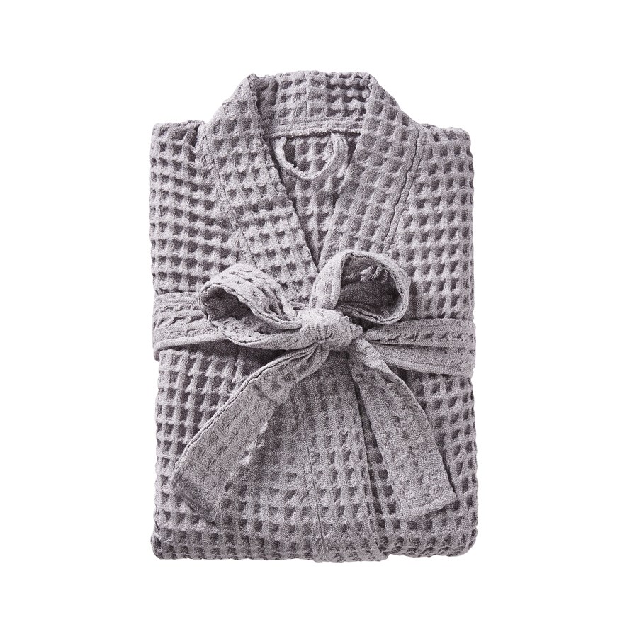 European Turkish Cotton Grey Marle Waffle Robe | Adairs
