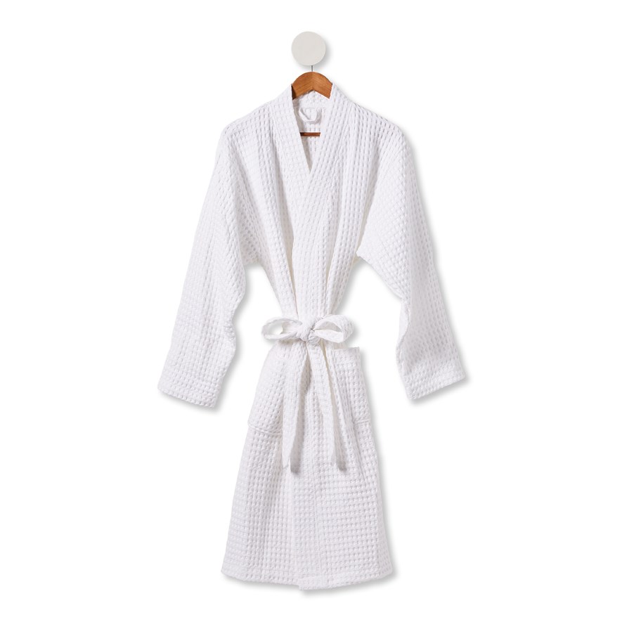 European Turkish Cotton White Waffle Robe | Adairs