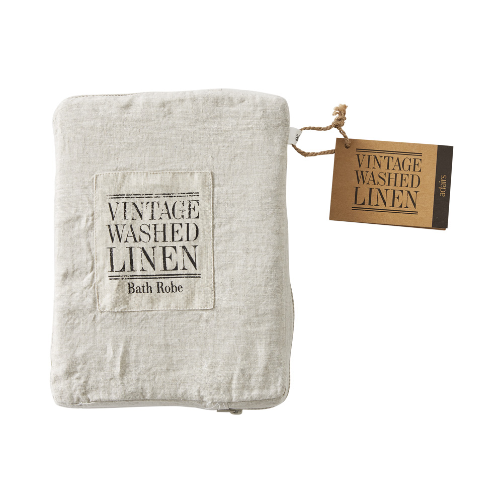 Vintage Washed Natural Linen Robe | Adairs