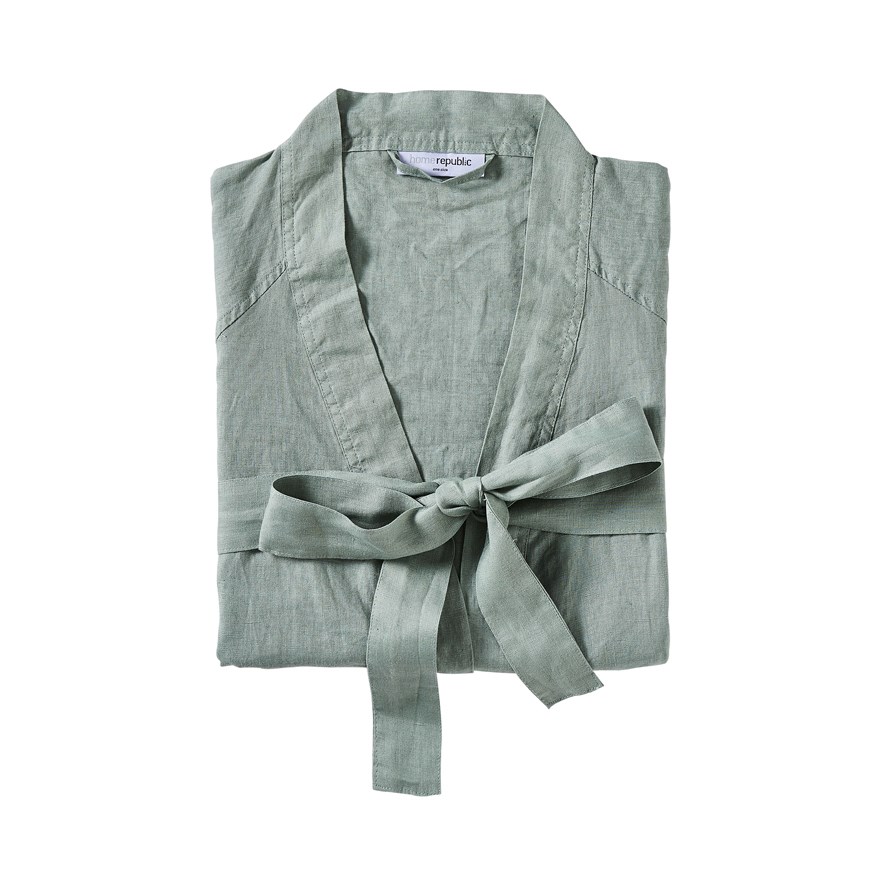 Vintage Washed Linen Eucalyptus Bath Robe | Adairs