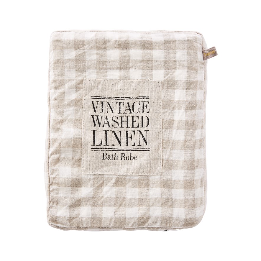 Vintage Washed Linen Check Linen Robe | Adairs