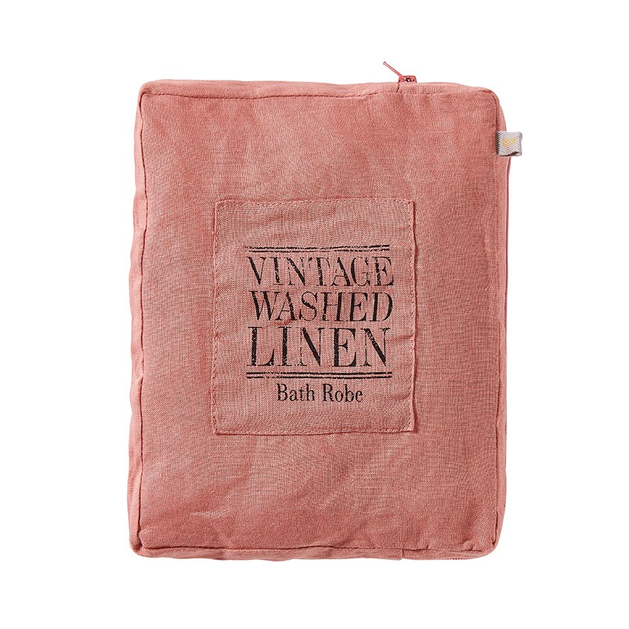 Vintage Washed Linen Rouge Bath Robe | Adairs