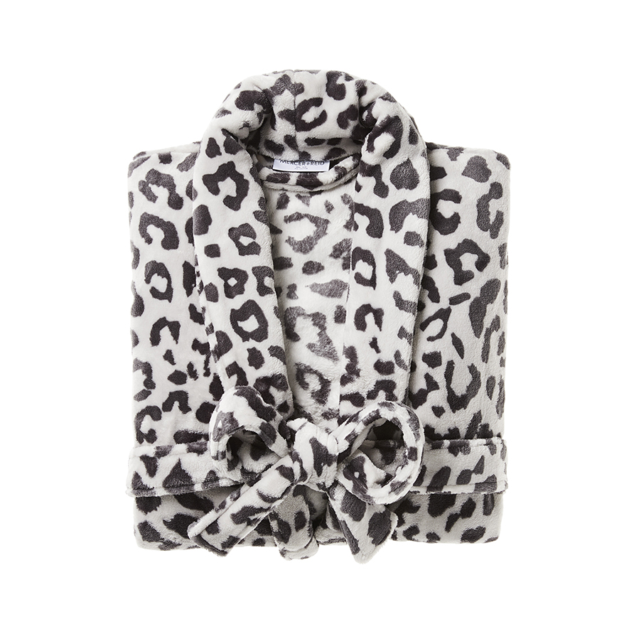 Ultra Soft Leopard Coal Bathrobe | Adairs