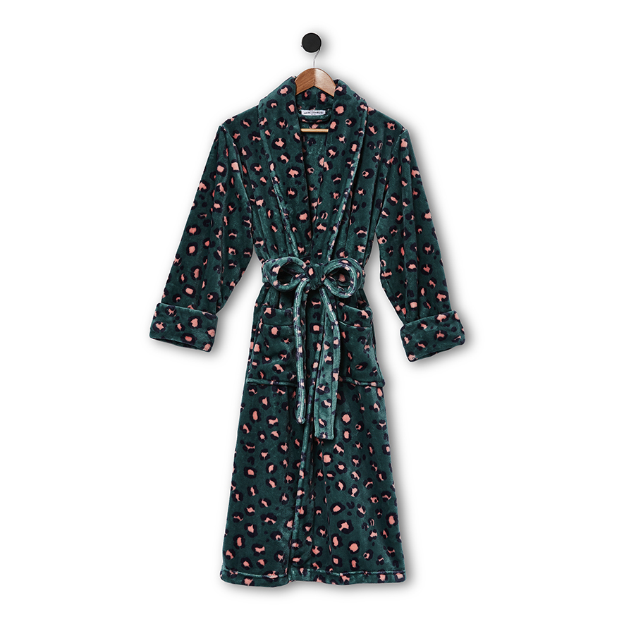 Ultra Soft Leopard Teal Bathrobe | Adairs