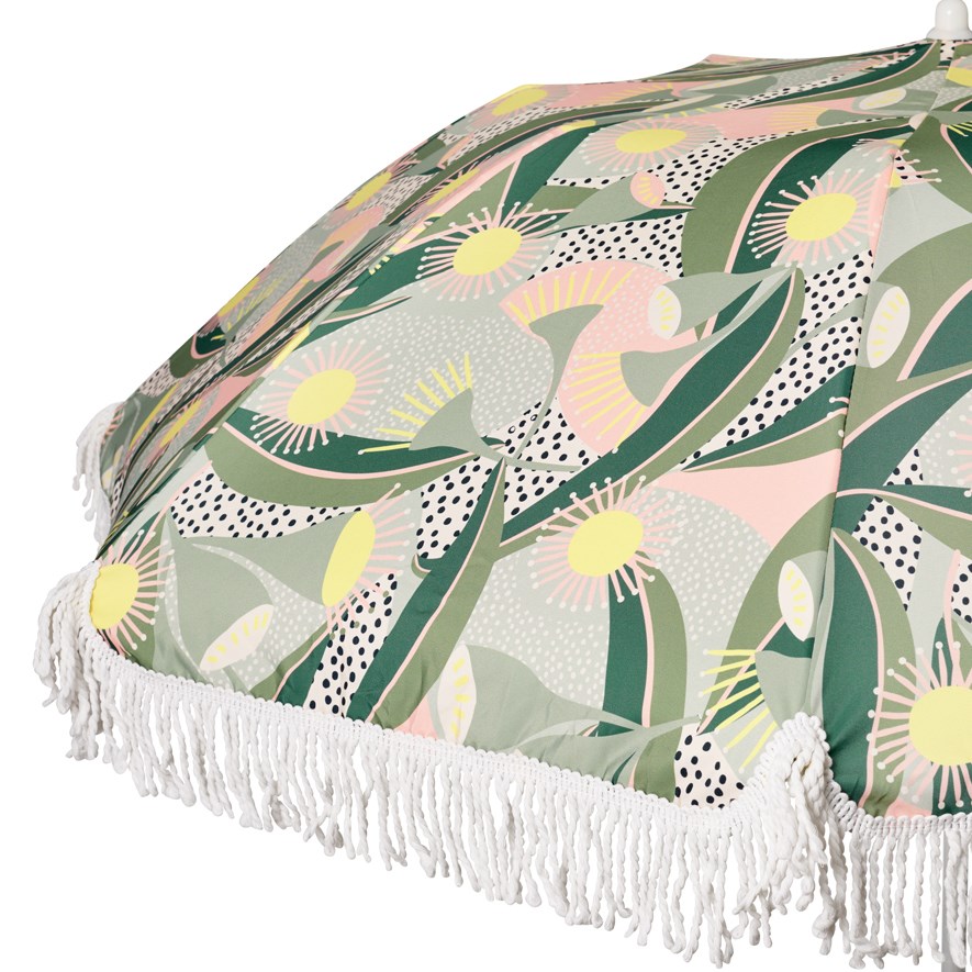 Native Floral Greens Beach Umbrella | Adairs