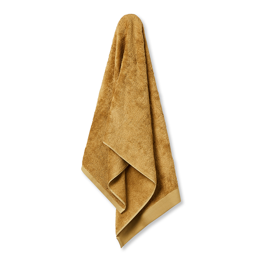 Navara Mustard Solid Bamboo Cotton Towel Range | Adairs