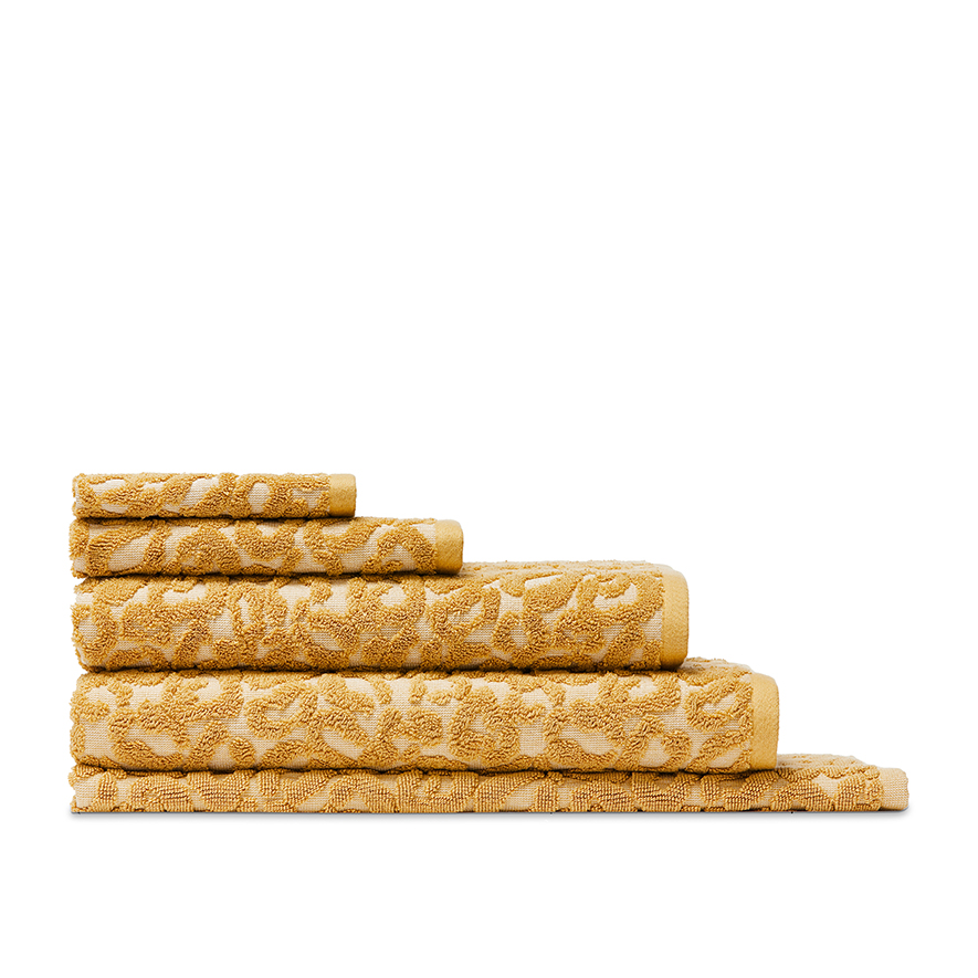 Leopard Mustard Textured Towel | Adairs