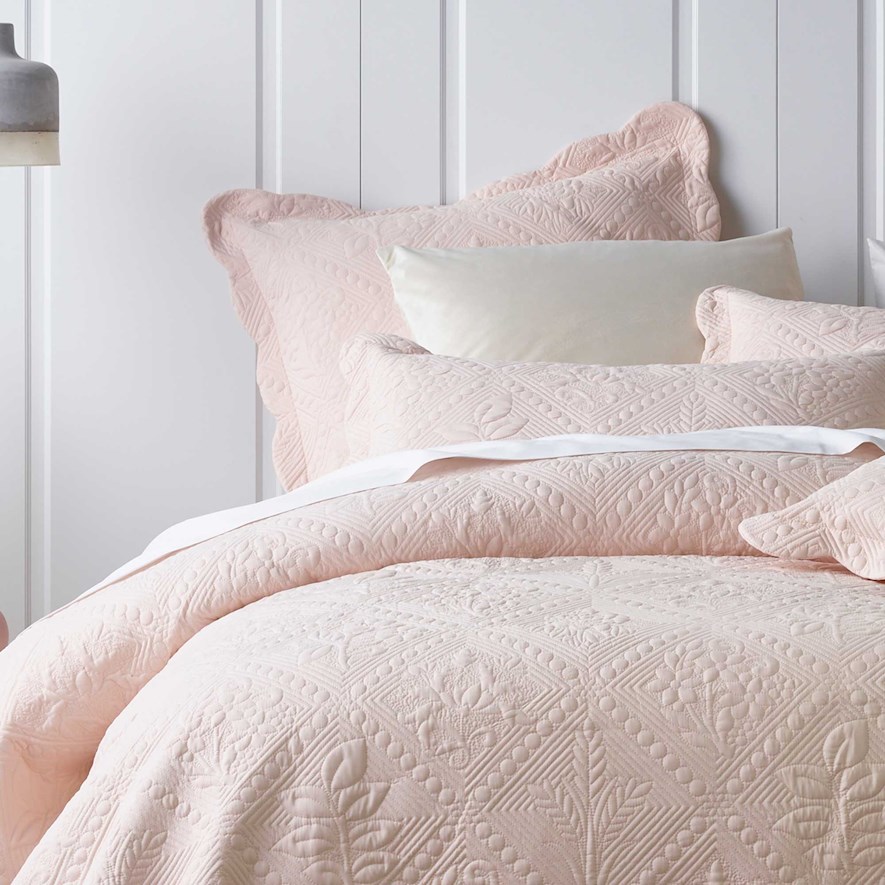 Bianca - Lucinda Soft Blush Bedspread Set + Accessories | Adairs