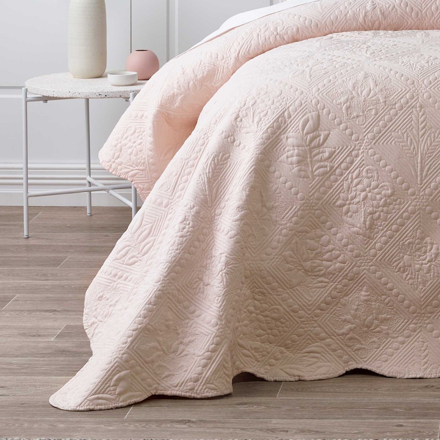 Bianca - Lucinda Soft Blush Bedspread Set + Accessories | Adairs