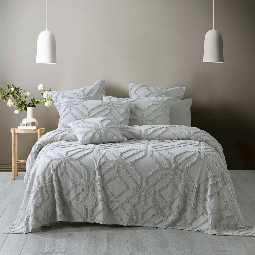 Bianca - Willow Silver Coverlet Set + Accessories | Adairs